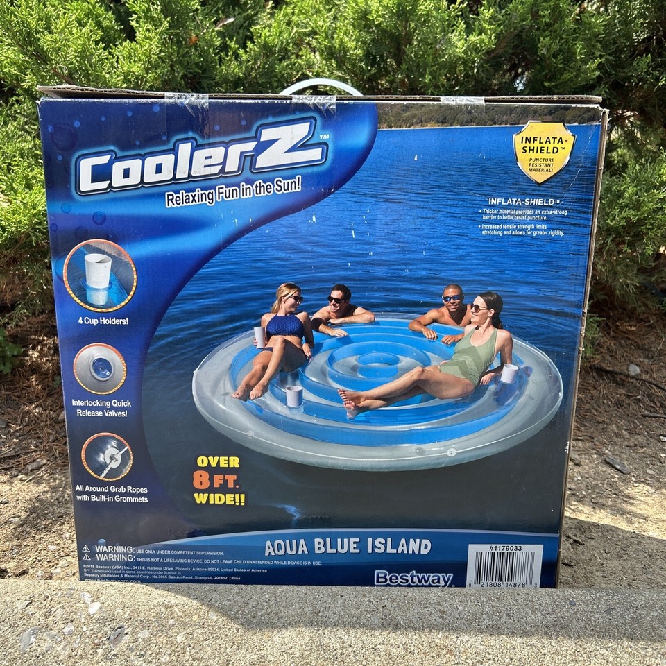Bestway 4 Person Cooler Z Aqua Blue Floating Island Water Inflatable ...