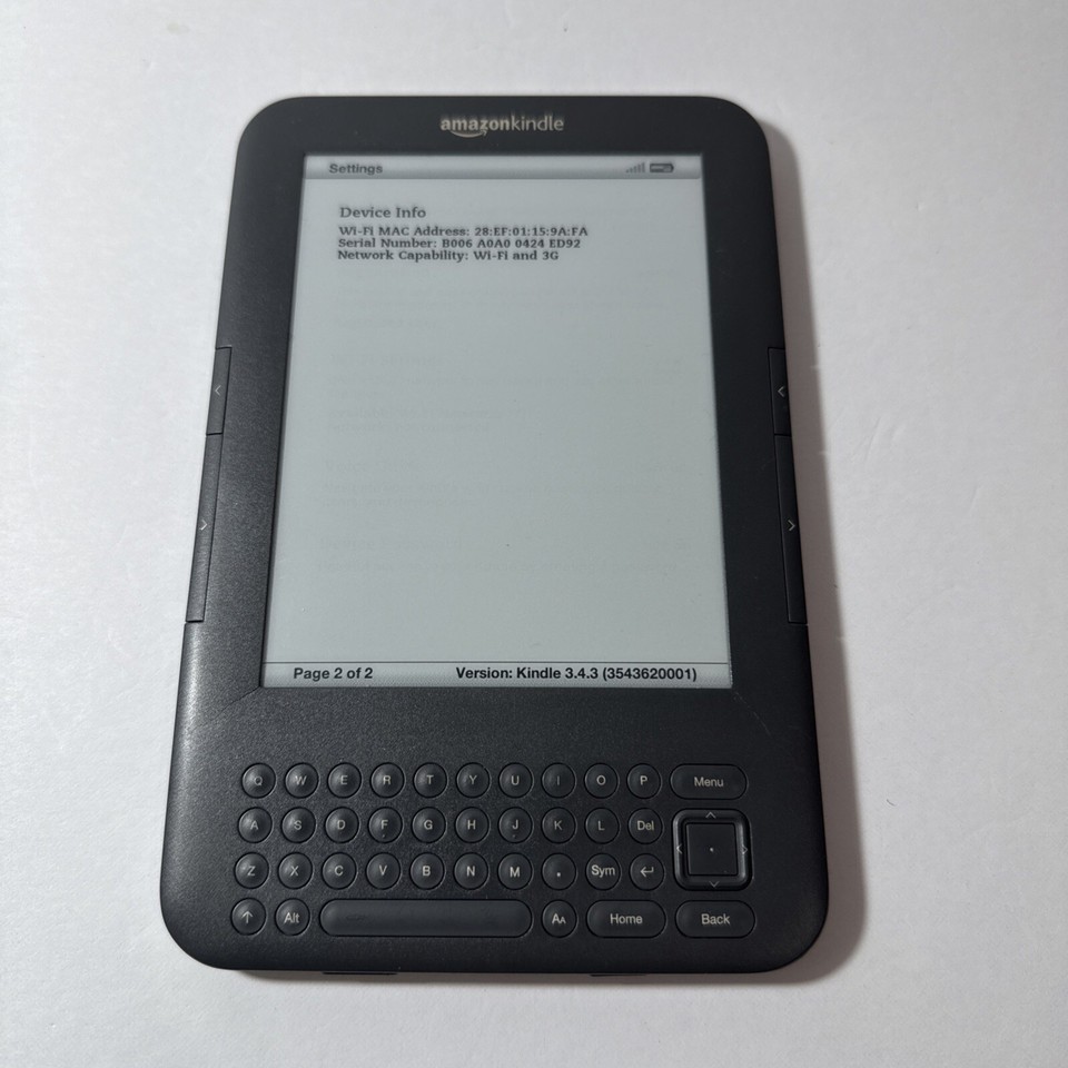 Amazon Kindle Keyboard (3rd Gen.) D00901 4GB Wi-Fi 6" eReader - Updated ...