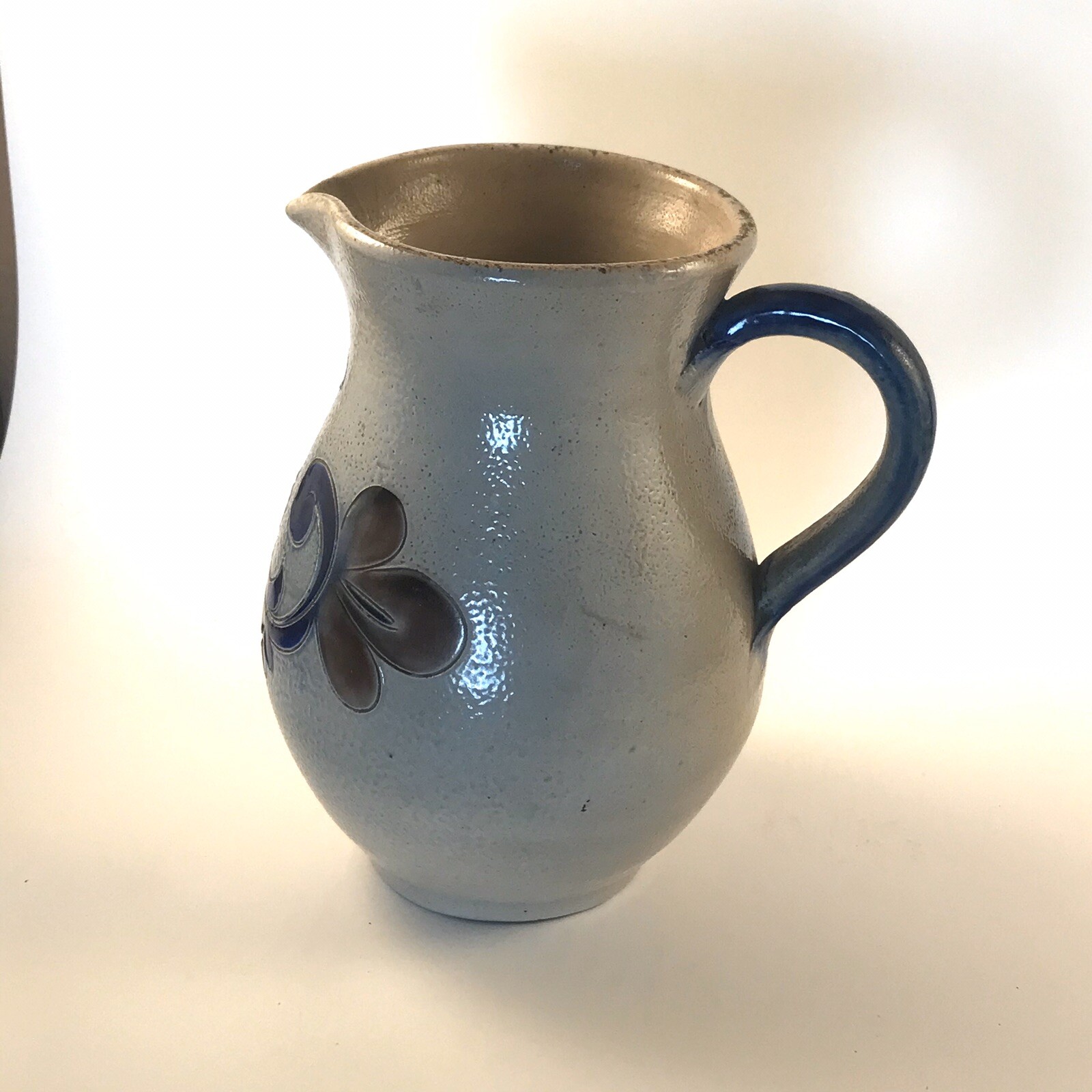 HANDARBEIT Germany Salt Glazed Blue Gray Hand Painted Stamped Pottery ...