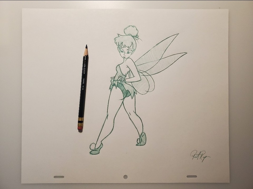 Disney Tinkerbell Peter Pan pin-up Drawing/Sketch Animation Art ...