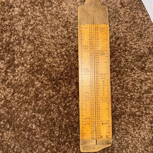 Stanley RARE No. 32 Folding Ruler Boxwood Brass Antique VTG Carpentry ...