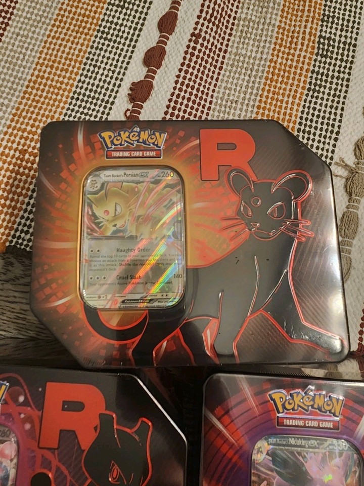 Pokemon TCG Sealed Destined Rivals Team Rocket Tin Set of 3 Brand New ...
