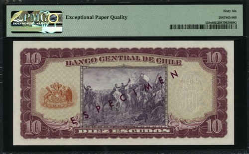 Chile 1962-1975 10 Escudos P139s Specimen P139s PMG 66 EPQ GEM UNC | eBay