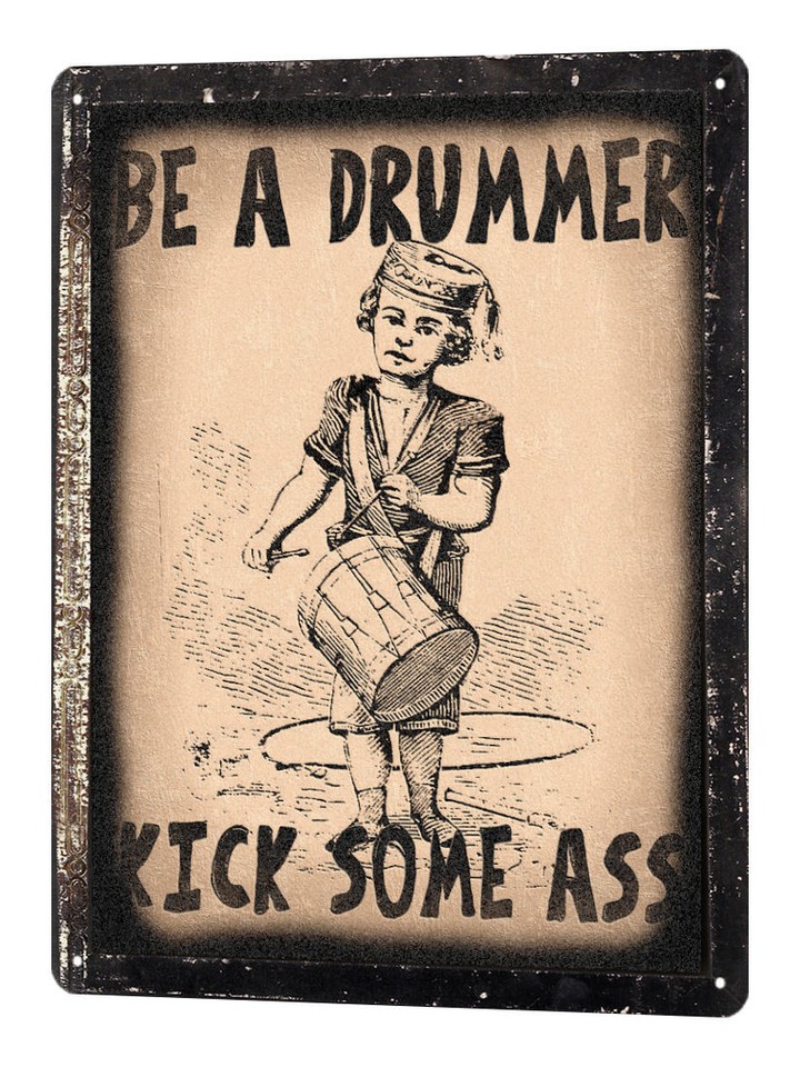 DRUMS kit METAL SIGN VINTAGE style plaque DRUMMER studio wall decorgift ...