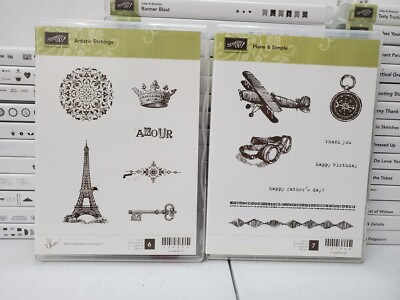 Stampin Up PLANE & SIMPLE 121964 Artistic Etchings 120573 Stamp Sets ...