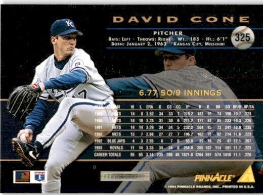 DAVID CONE 1994 Pinnacle #325 Kansas City Royals | eBay