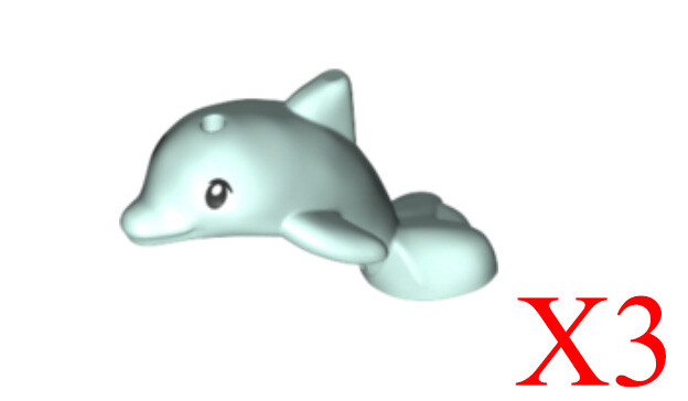 Lego Light Aqua Baby Dolphin Jumping with Black Eyes Friends Minifigure ...