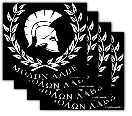 Window Decal Sticker 8" ΜΟΛΩΝ ΛΑΒΕ MOLON LABE Vinyl Car Truck 4PK WHITE ...