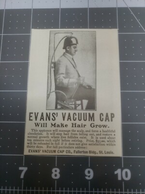 Antique EVANS VACUUM CAP CO Men's Hair Growing Method Quack Medicine ...