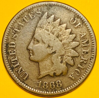 1868 U.S. INDIAN HEAD CENT COPPER PENNY 1c COIN (VG/FINE) | eBay