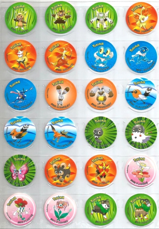 POKEMON TAZOS 6 Gen KALOS Full Set 72/72 PERU 2023 South America Pogs ...