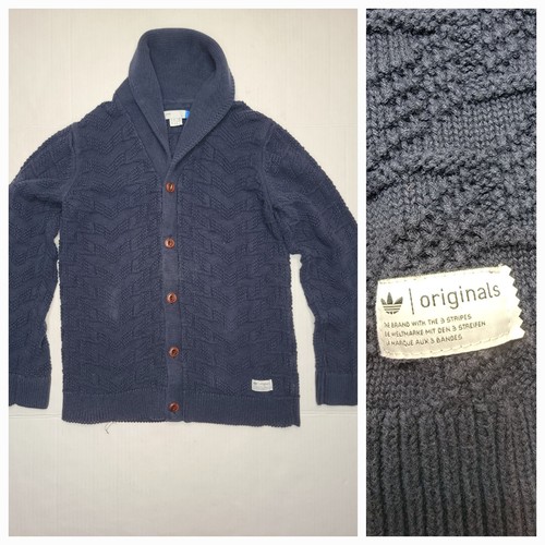 Adidas Originals Sweater Mens Sz M Cardigan Fisherman Cable Knit Shawl ...