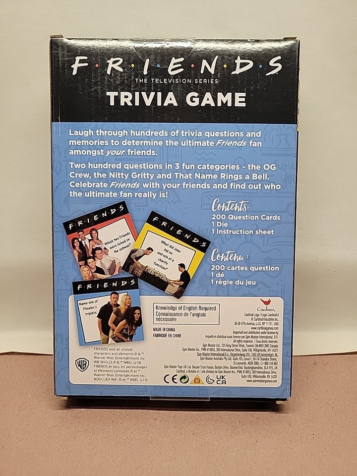 Friends The Television Series Trivia Game Board Game Chandler Monica ...