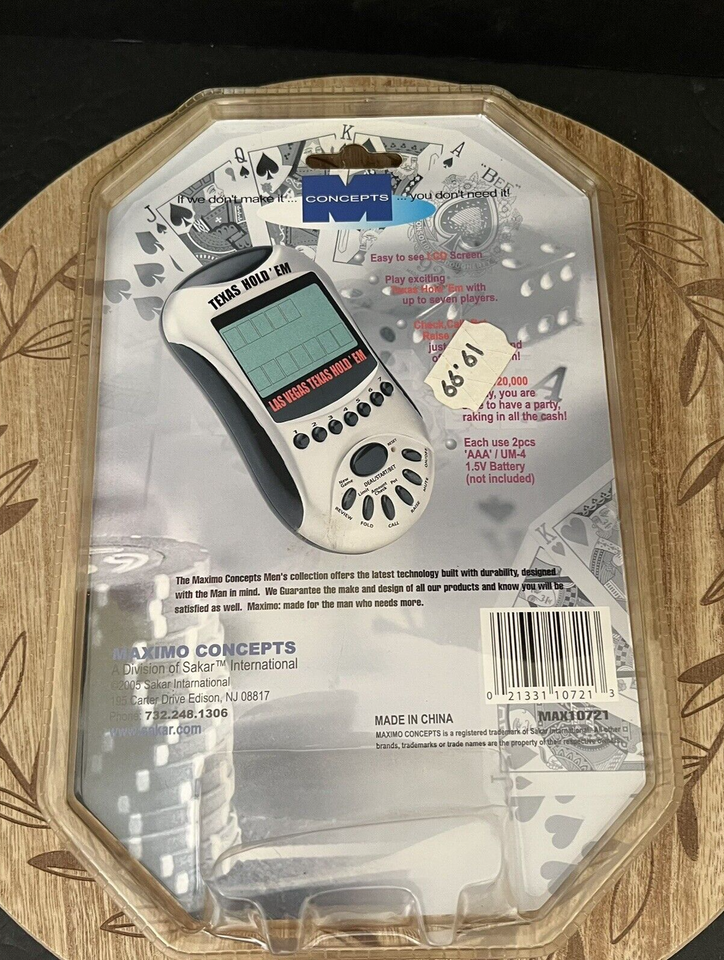 Las Vegas Texas Hold 'EM Maximo Handheld Electronic Video Poker Game 7 ...