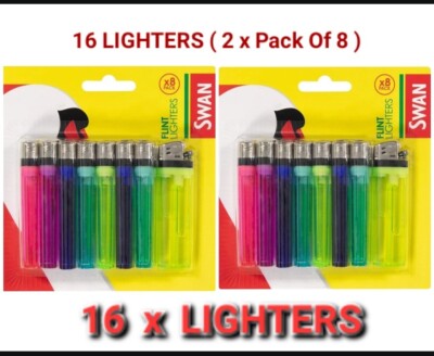 16 x Electric Lighters Set Swan Multicoloured Windproof Gas Refillable ...