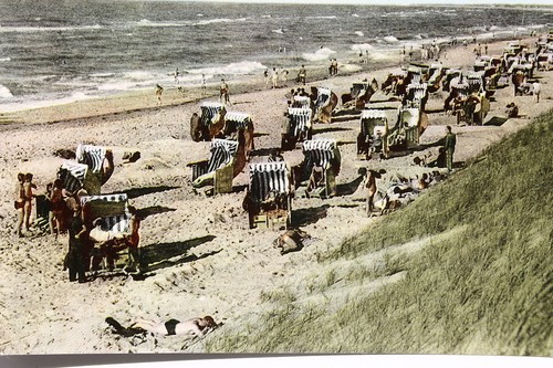 21828 AK Ostseebad Dierhagen DDR Badestrand Strandkörbe Badegäste Düne ...