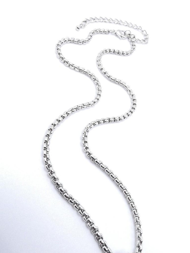 UNIQUE BALINESE Silver Gold Dots Texture Oval Pendant Cable Box Chain ...