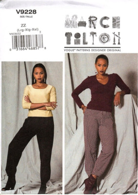 Vogue V9228 Designer Marcy Tilton Misses L to XXL Pants Sewing Pattern ...