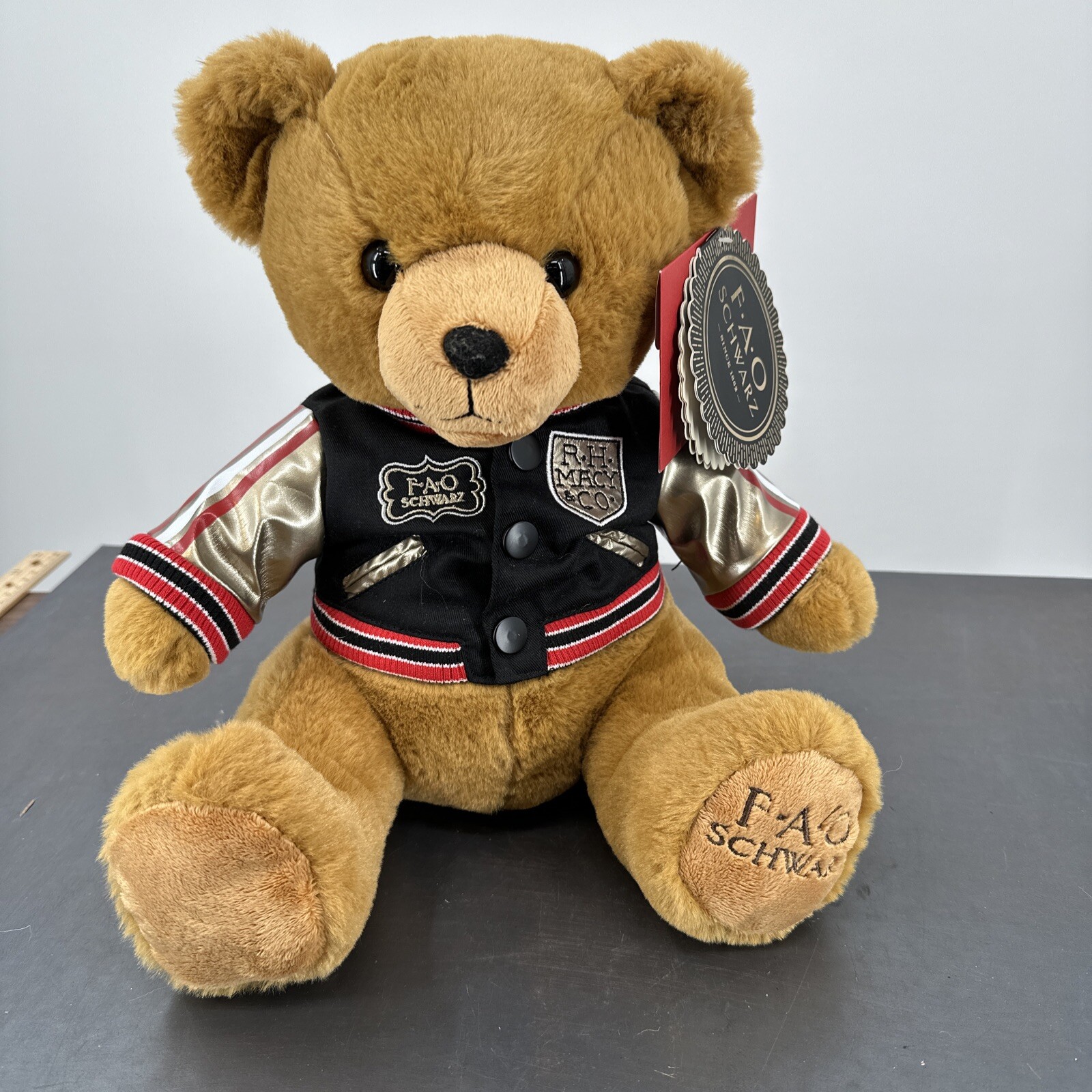 FAO 14" Teddy Bear Brown Tan Plush Stuffed Animal w /jacket R.H. MACY ...