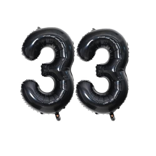 Black Birthday Number Balloons 2-Piece Set 33 Happy Birthday Balloons ...