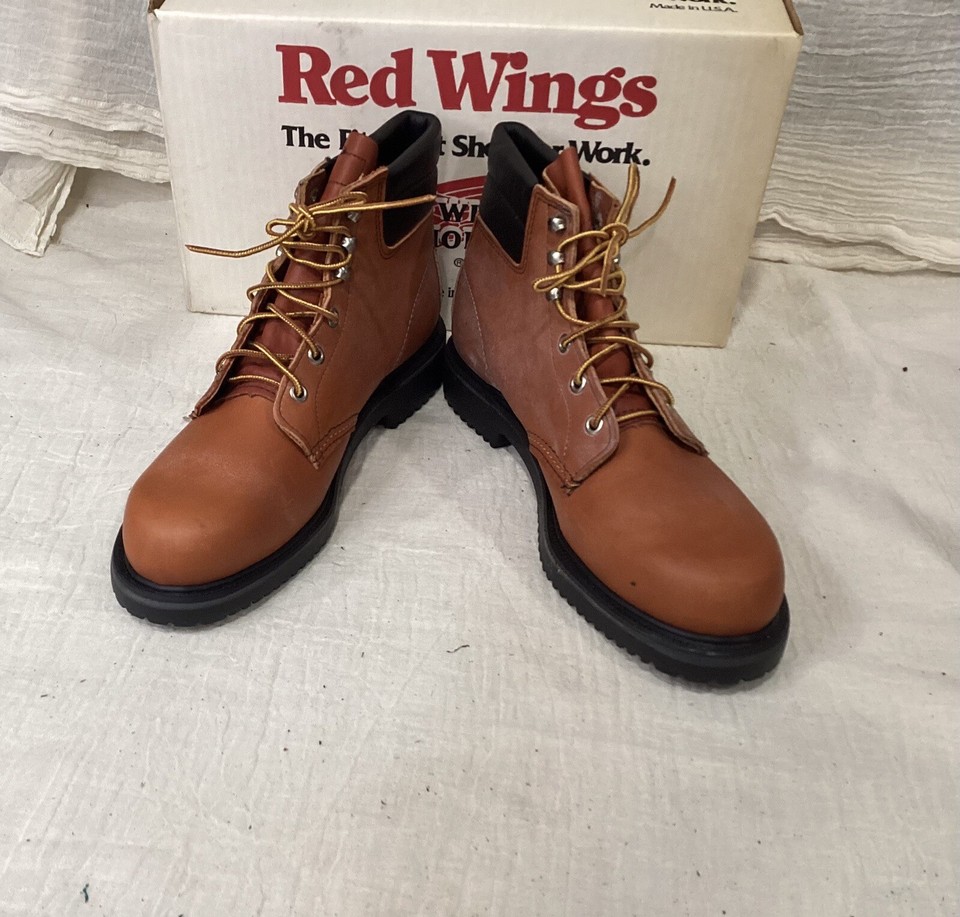 GREAT RED WING Made in USA 1607 Brown Leather Work Boots NEW in Box NIB ...