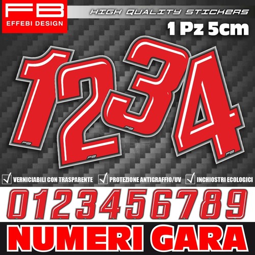 Adesivi Stickers NUMERO GARA NUMERI Moto Cupolino Carena Auto Go Kart ...