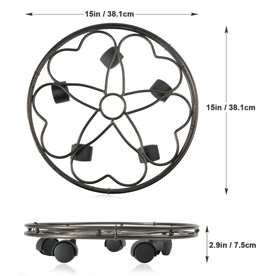 Movable Flower Stand with Wheel Plant Planter Trolley Rolling Home ...