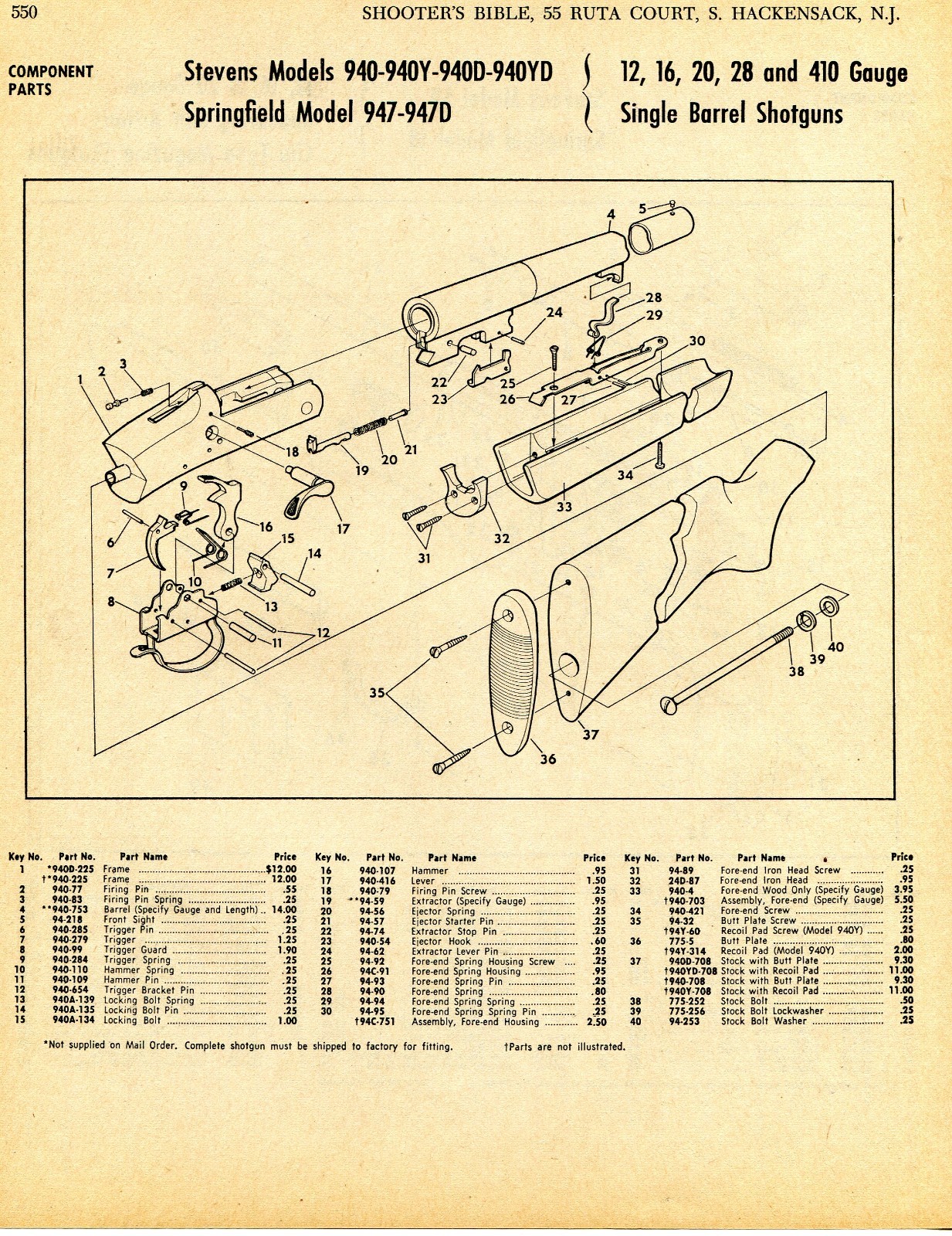 1968 Print Ad of Stevens 940 940Y 940D Springfield 947 947D Shotgun ...