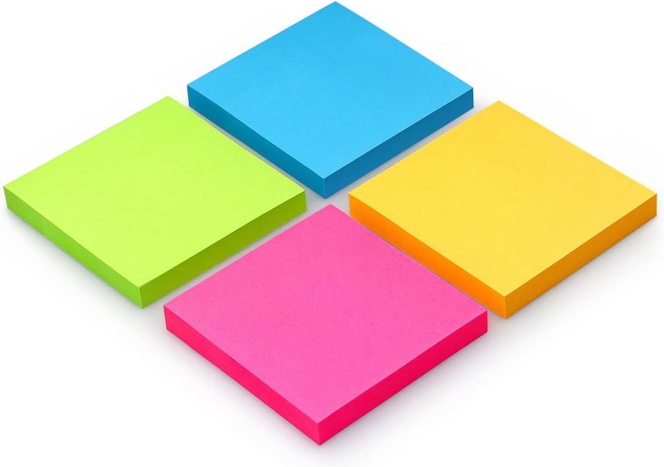 Sticky Notes 3X3 Self-Stick Notes Bright Colors Sticky Notes 4 Pads 100 ...