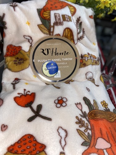 Vintage Mushroom Throw Blanket Colorful Mushrooms Retro 70s | eBay