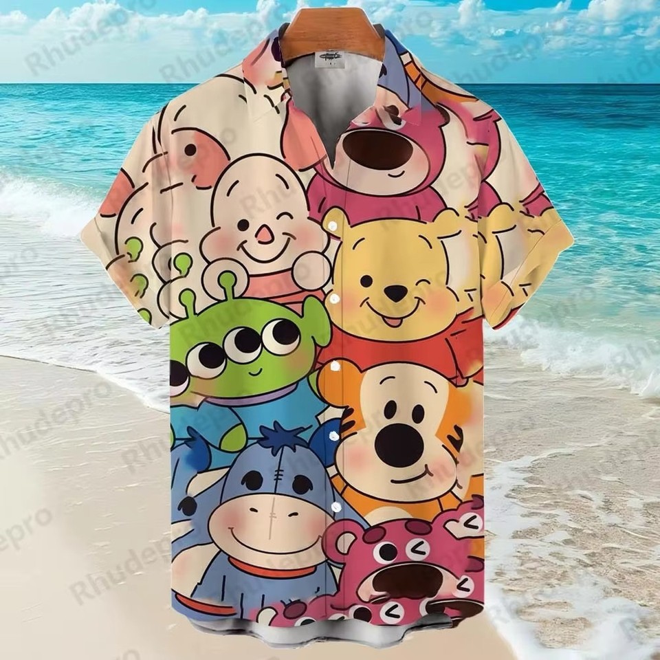 Disney Toy Story & Winnie The Pooh Cute Characters Aloha Hawaiian Shirt ...