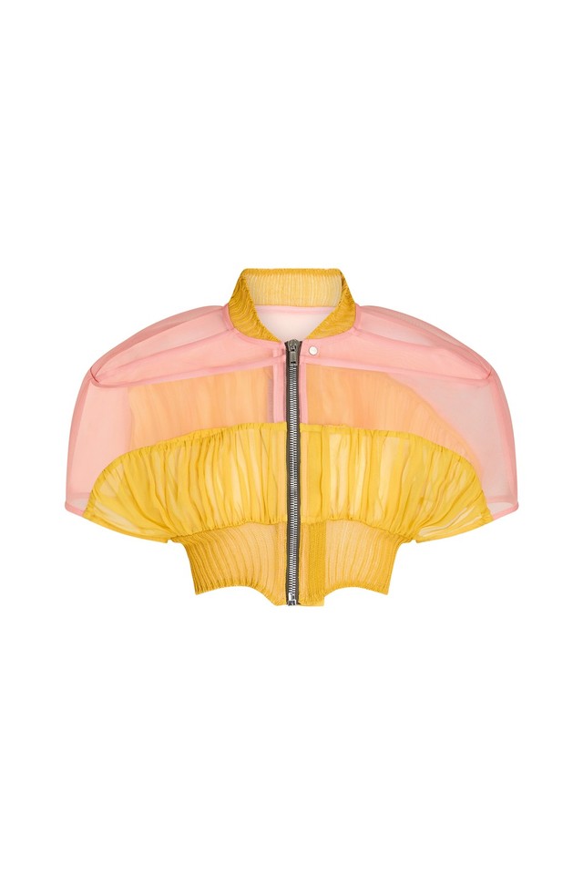 RRP €1400 RICK OWENS Micro Girdered Bomber Jacket IT44 US8 UK12 L Silk ...