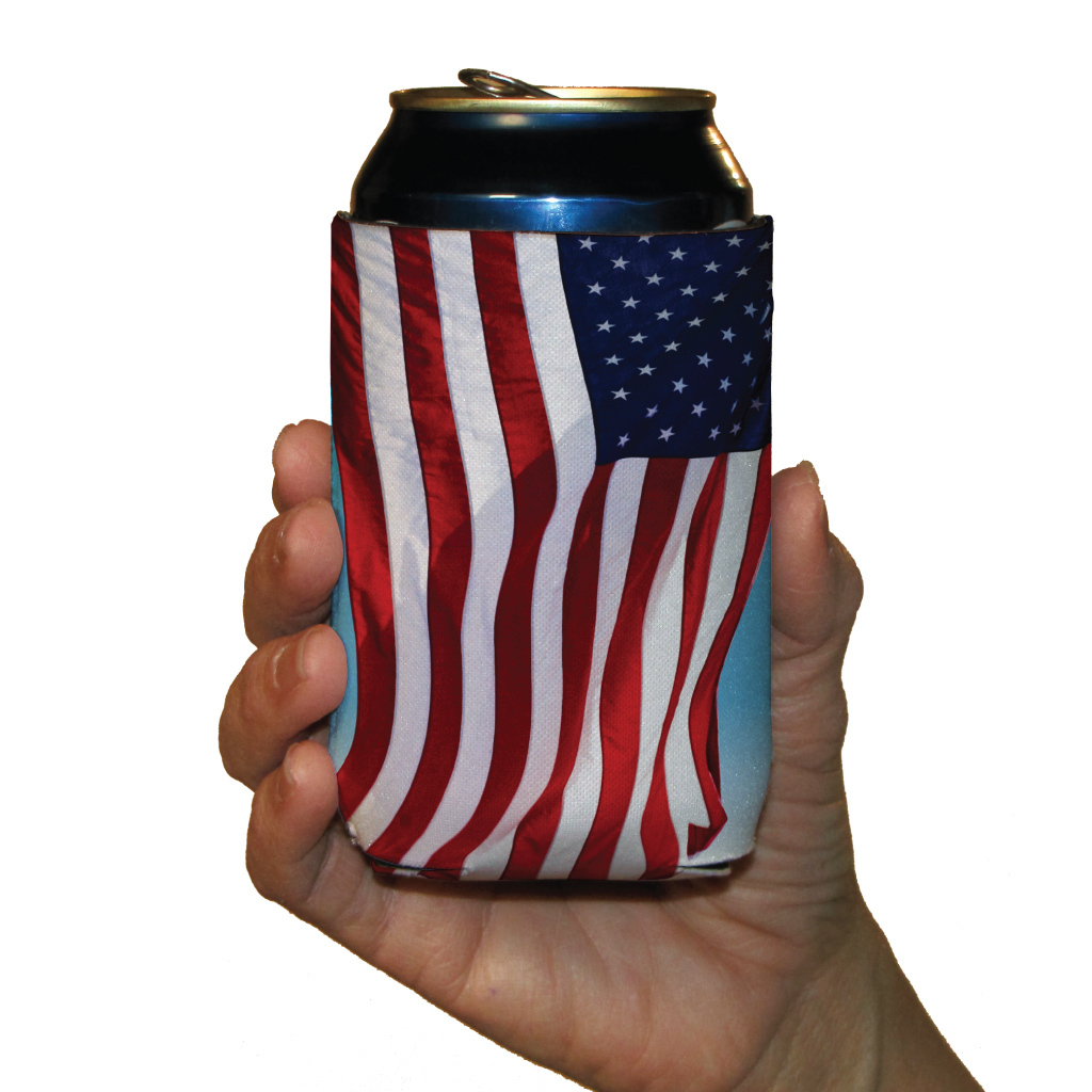 USA Patriotic American Flag Can Coolers (6 Different Flag Designs) Set ...
