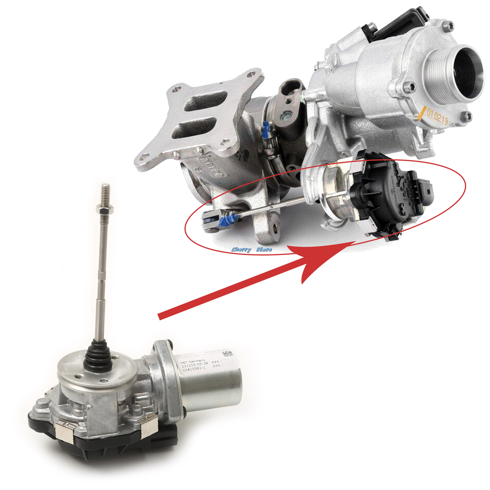 IS38 Turbocharger Electric Actuator 2.0T Long Tie Rod Fit For Golf Audi ...