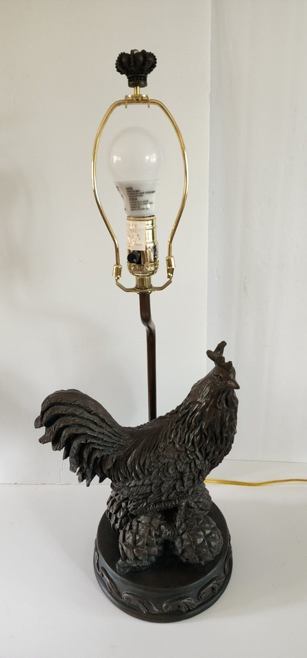 Vintage 25" Rooster Chicken Hen w/ Pinecones Lamp & Decorative Shade | eBay