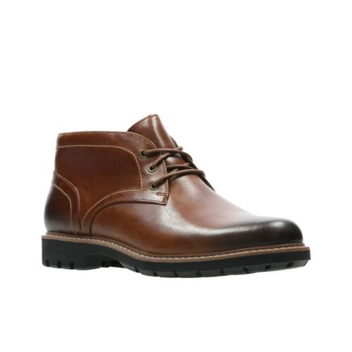 Clarks Mens Batcombe Lo Dark Tan Lea - Cushion Grip Boots UK8,9,10,11 ...