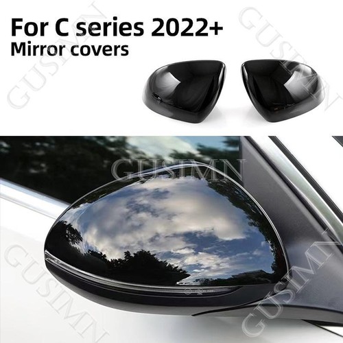 Gloss Black Side Mirror Cover Cap Overlay For 2022-25 BENZ W206 C-CLASS ...