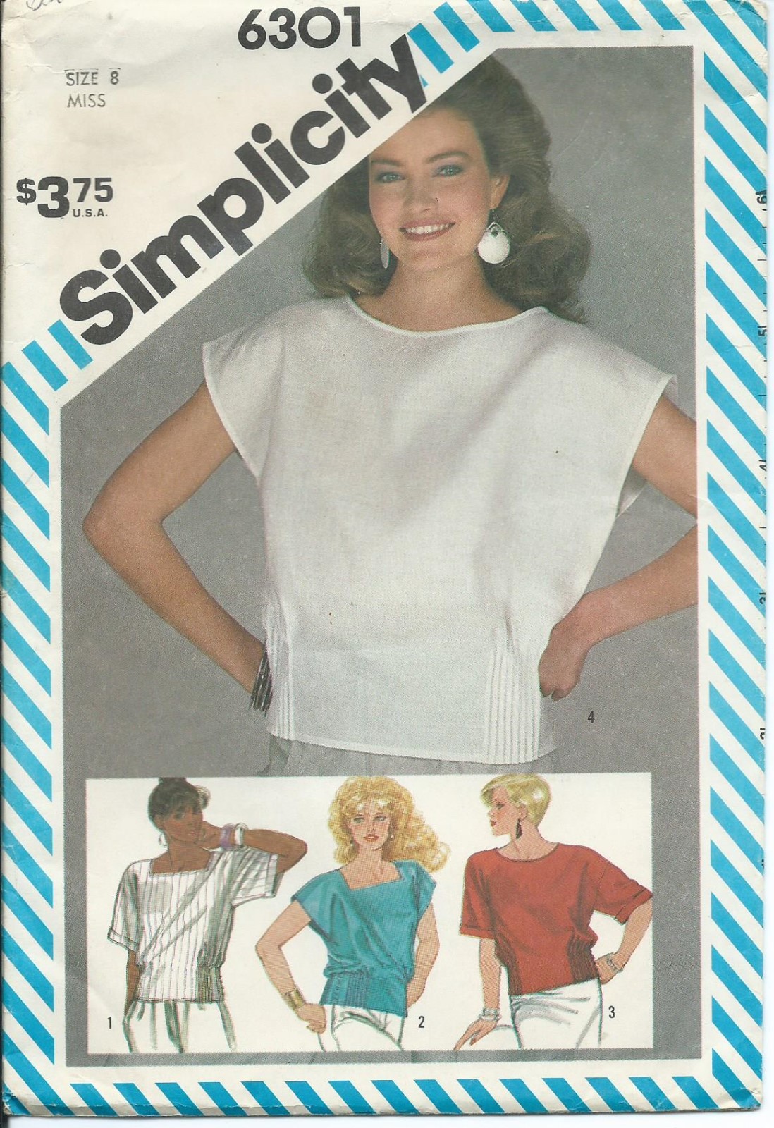 S 6301 sewing pattern Pullover TOPS Blouse sew sleeveless or above ...