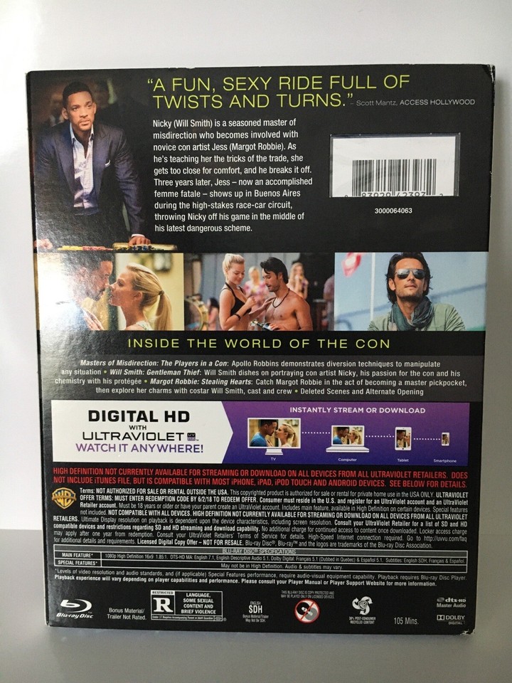 Focus (Blu-ray + DVD + Digital HD, 2015) Slipcover! Brand New! Factory ...