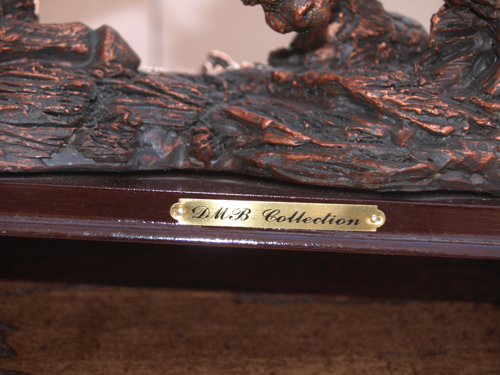 Vintage DMB COLLECTION figure of Native American & Buffalo on wood base ...