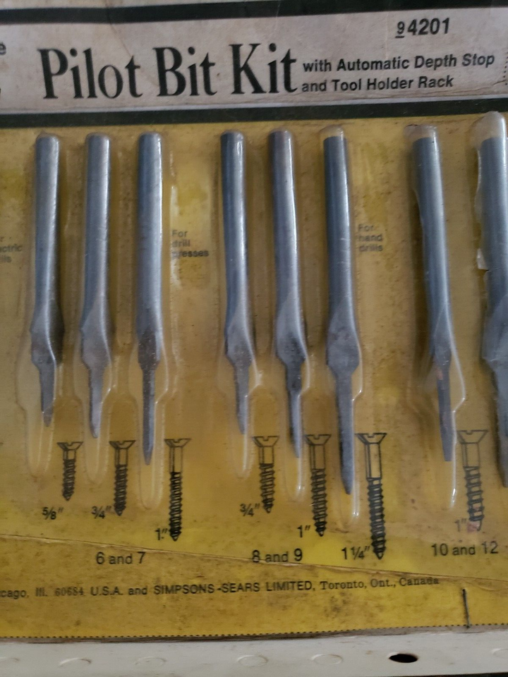 SEARS Craftsman Wood Screw Pilot Bit Kit Set 9-4201 New MISSING ...