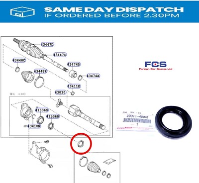 GENUINE 2012-2019 TOYOTA RAV-4 2.0 FRONT DRIVESHAFT OIL SEAL RH 90311 ...