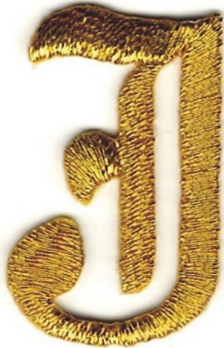 Gold Old English Letter J Patch Embroidered (1 1/8") Cut out Iron on ...