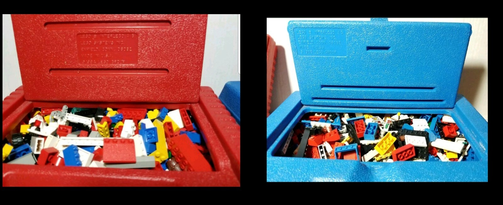 VINTAGE 1983-1984 LEGO BLUE & RED FULL W/ LEGOS Collectible CASES ...