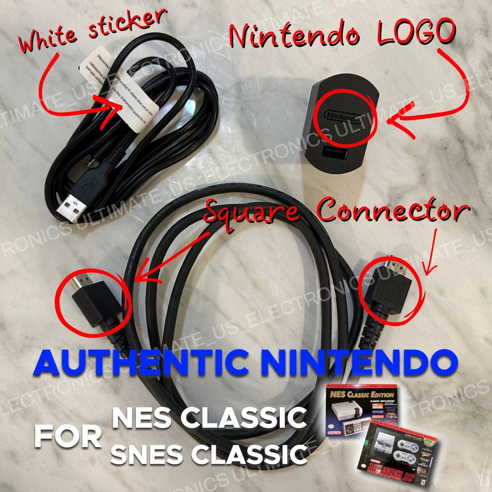 Official Nintendo OEM SNES/NES Classic Mini USB AC Power Adapter HDMI ...