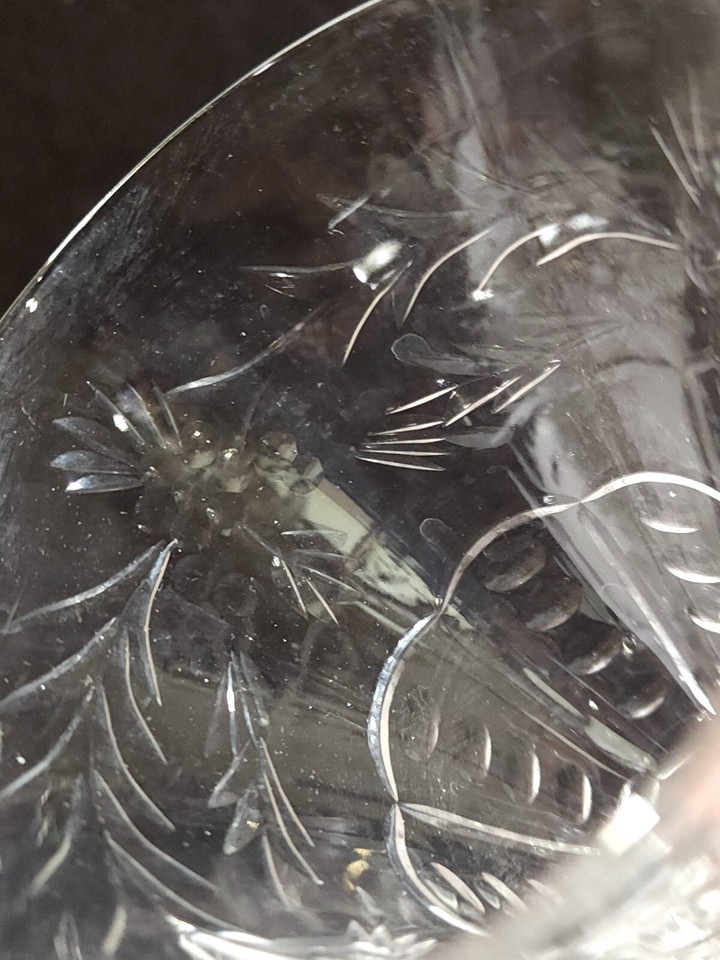 SET OF 4 - Early Seneca Crystal 190-22 Wheel Cut Etched 8 1/4" WATER ...