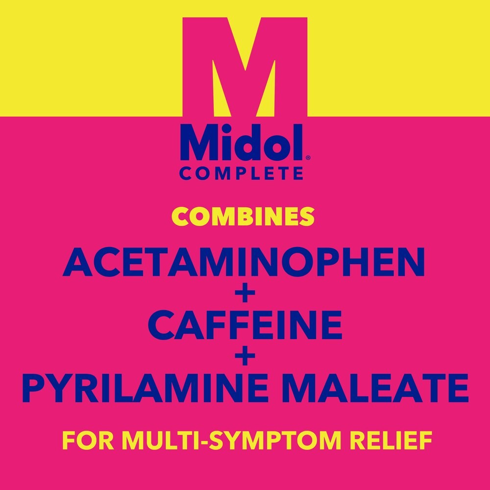 Bayer Midol Complete Pain Reliever Caplets Multi-Symptom Maximum ...
