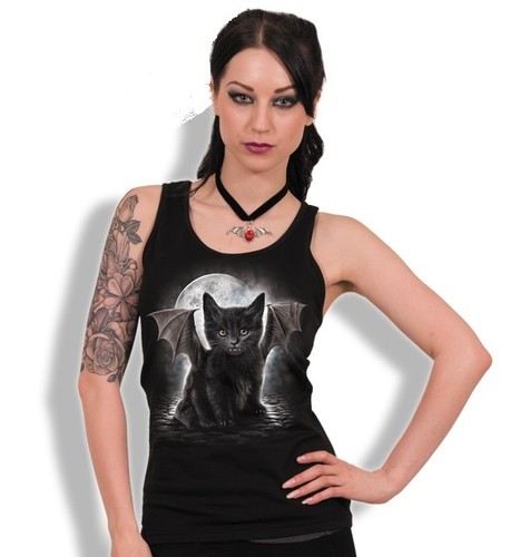 Spiral Direct BAT CAT Women's Razor Back Top Vest, Goth, Vampire ...