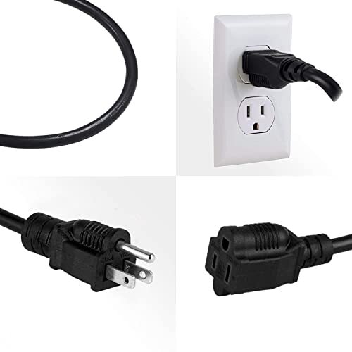 10-Pack 8-inch Extension Cord 16 AWG Heavy Duty Power Cord 3 Prong SJTW ...