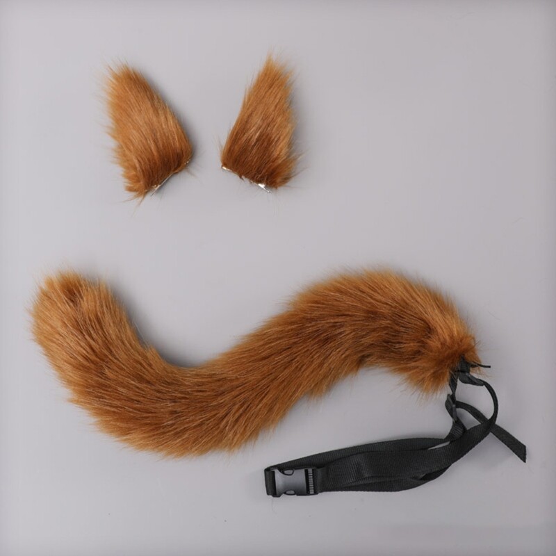3 Pieces Animal Roleplay Furry Set Puppy Ears Headwear Long Wolf Tail ...